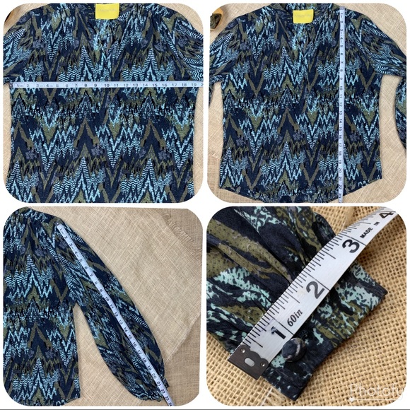 Aaron Ashe | Tops | Aaron Ashe Top Blouse Silk Blue Green Balloon ...